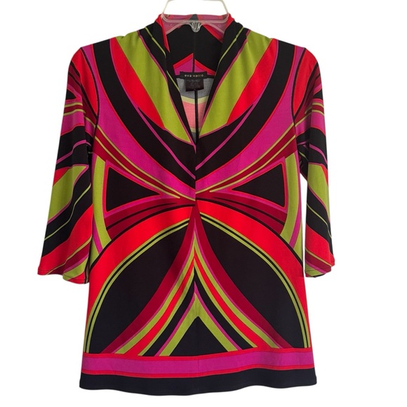 eva varro | Tops | Eva Varro Bold Geometric Womens Blouse V Neck Size S ...